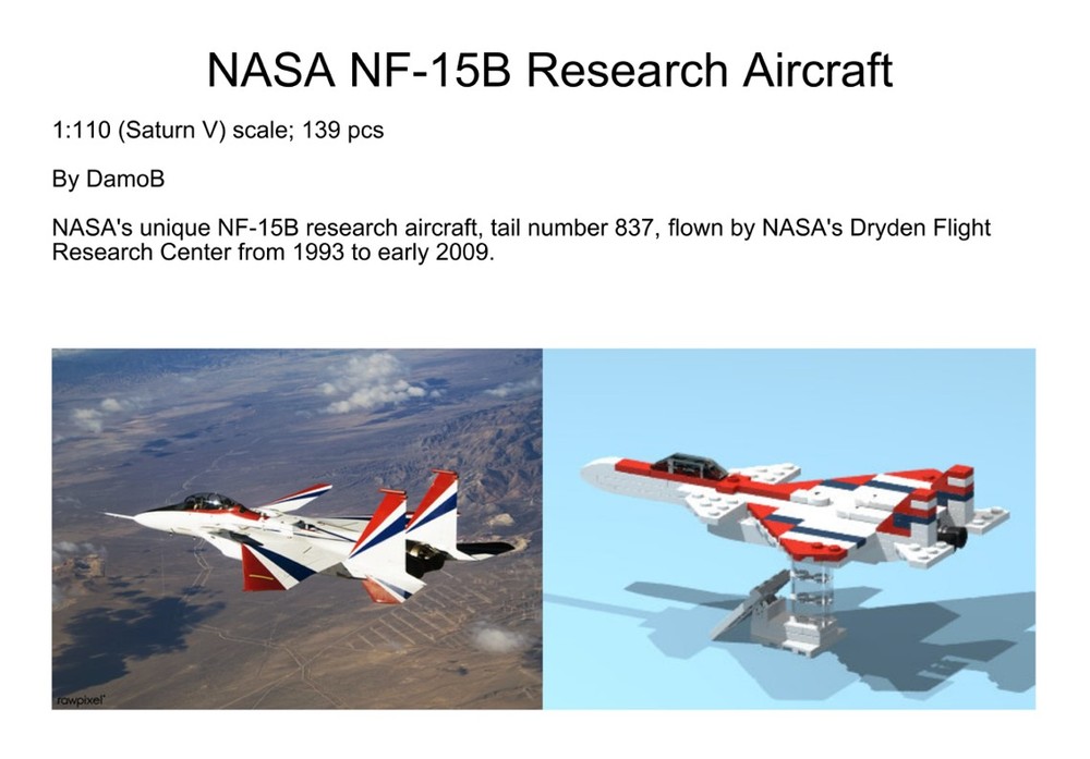 LEGO MOC DamoB's NASA NF-15B ACTIVE by DamoB | Rebrickable - Build with ...