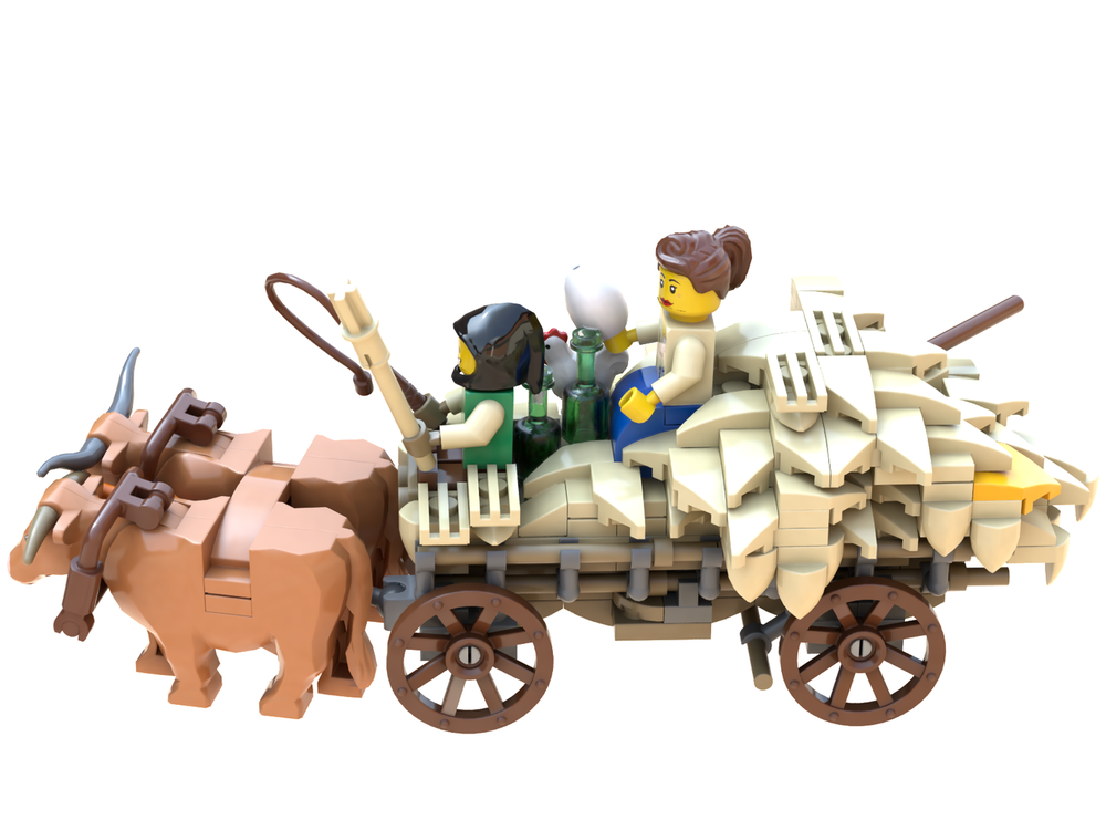 LEGO MOC-122827 Ox Cart with straw and passengers by cvi | Rebrickable ...