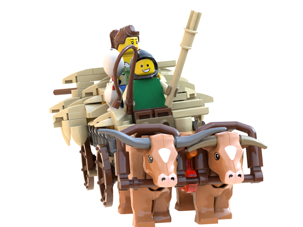 LEGO MOC-122827 Ox Cart with straw and passengers by cvi | Rebrickable ...
