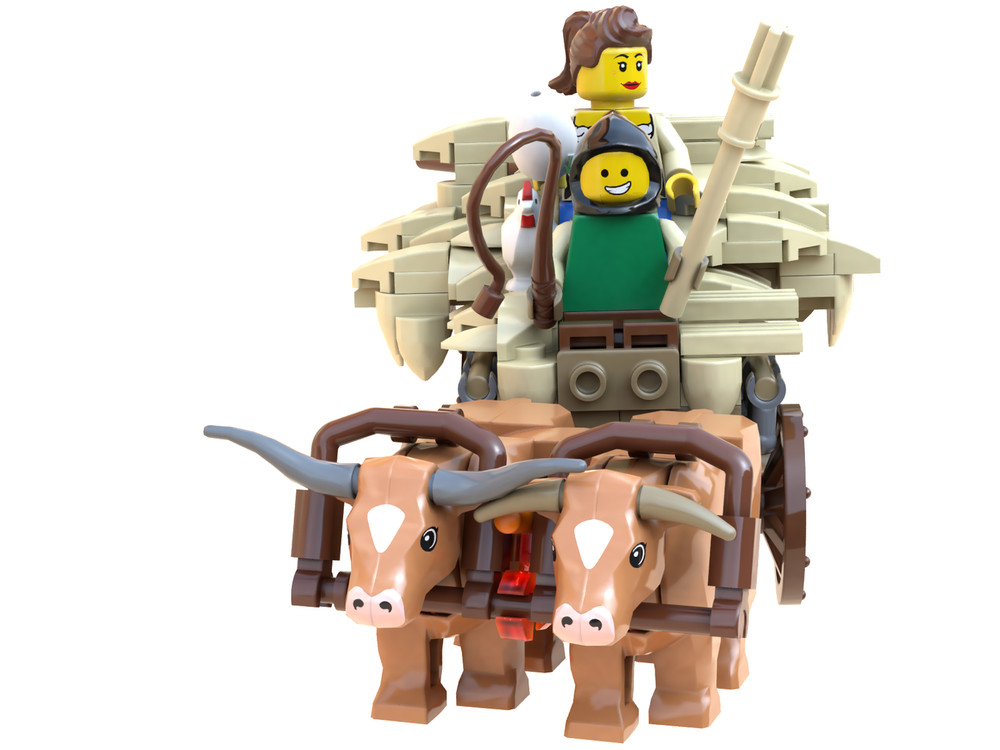 LEGO MOC-122827 Ox Cart with straw and passengers by cvi | Rebrickable ...