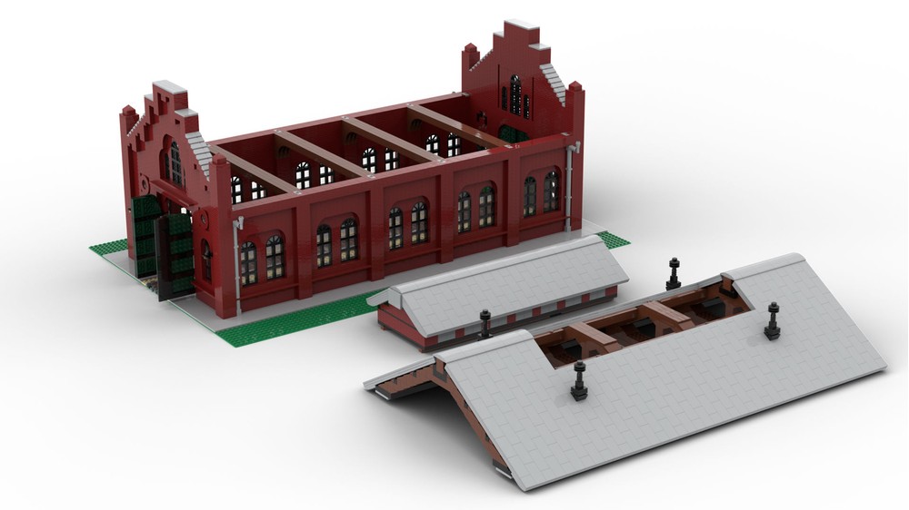 Lego Moc Entrepôt Pour Locomotives Engine House Maschinenhaus Moc