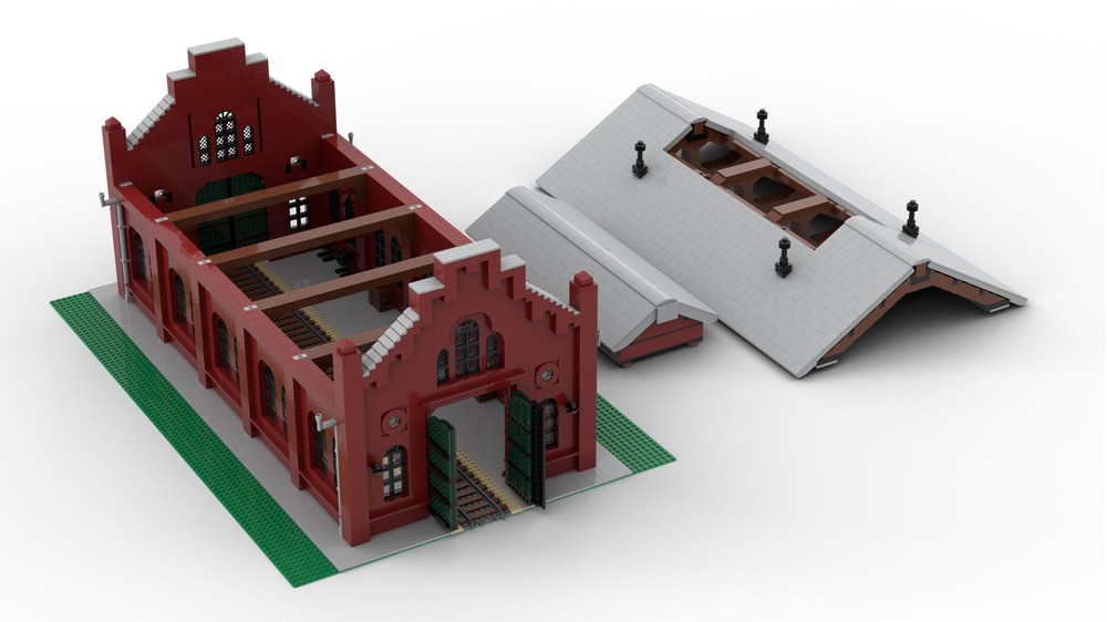 Lego Moc Entrepôt Pour Locomotives Engine House Maschinenhaus Moc