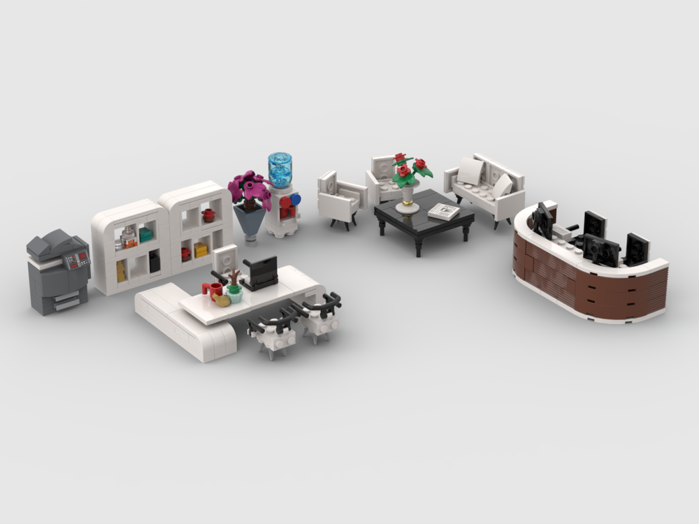 LEGO MOC White modern office equipment for modular biuldings by gabizon ...