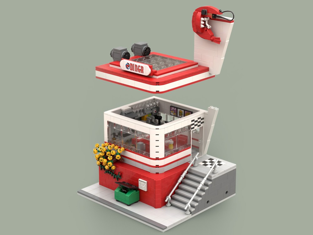 Lego Moc Retro Diner By Xenlc Rebrickable Build With Lego