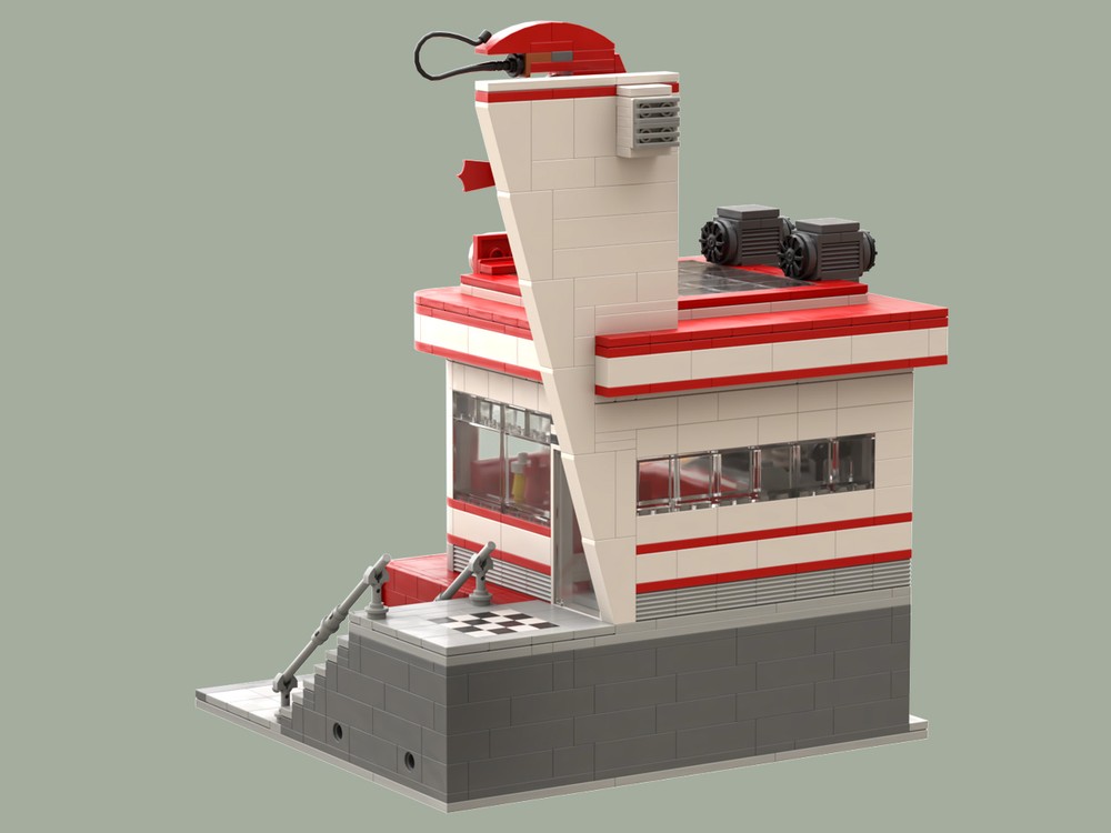 Lego Moc Retro Diner By Xenlc Rebrickable Build With Lego