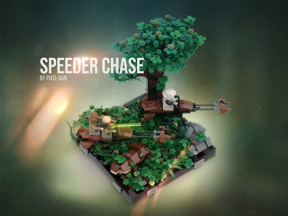Lego Moc Pixel Dans Endor Diorama Speeder Chase By Pixel Dan