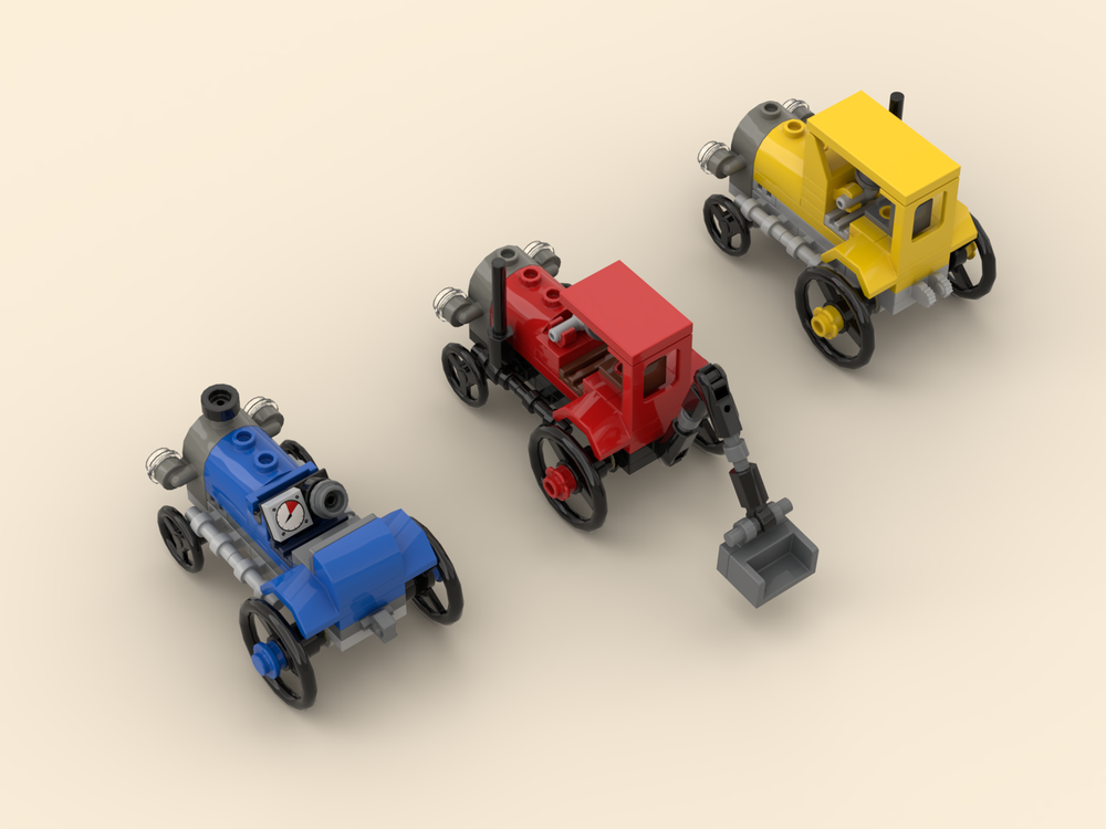 Lego Moc Mini Vintage Tractors By Aquir Rebrickable Build With Lego