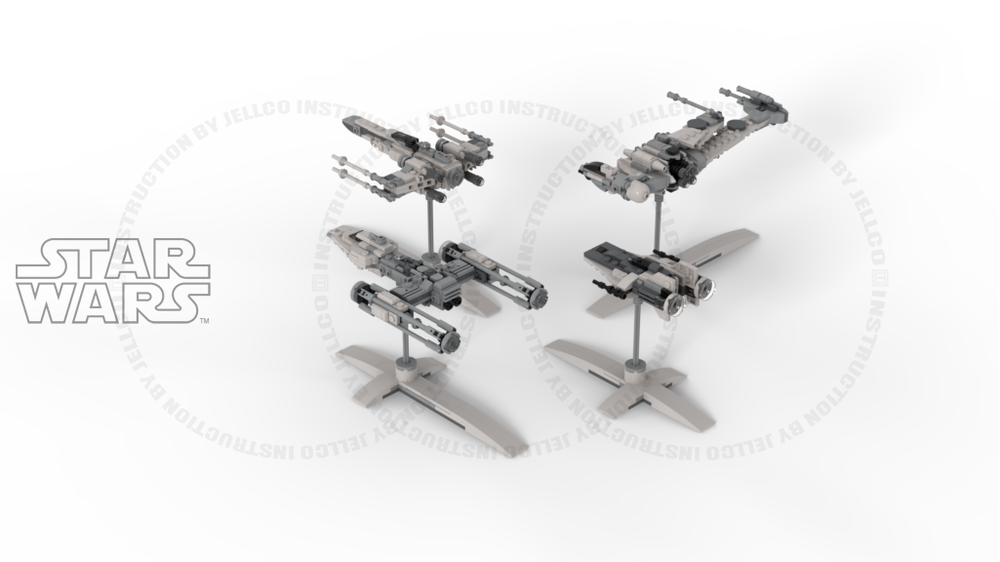 Lego Moc Mini Size Rebel Starfighters Monochrome Edition V20 By