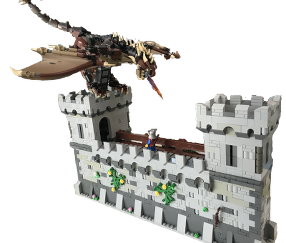 LEGO MOC Castle wall and animated dragon v2 by kermith72 | Rebrickable ...