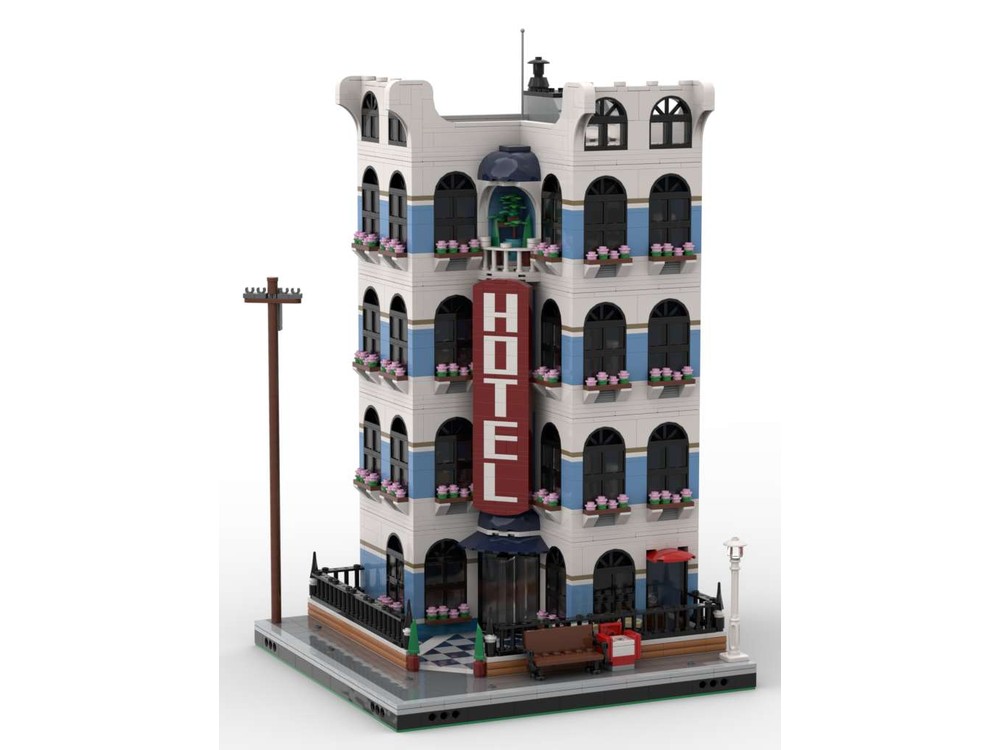 LEGO MOC Corner Hotel by IBrickedItUp | Rebrickable - Build with LEGO
