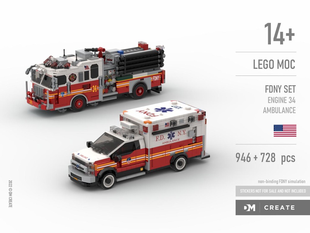LEGO MOC FDNY set - Engine 34 + Ambulance by DMcreate | Rebrickable ...