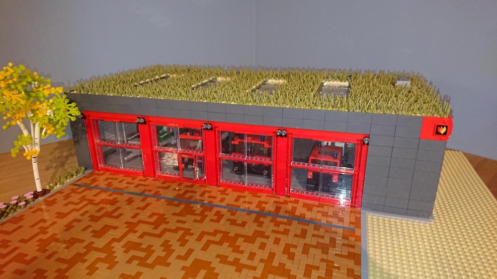 LEGO MOC moderne Feuerwache / modern fire station (Fahrzeughalle ...