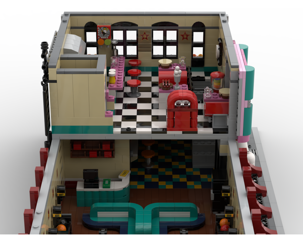 Lego Moc Retro Arcade And Diner Compatible With Set 910013 By Brick