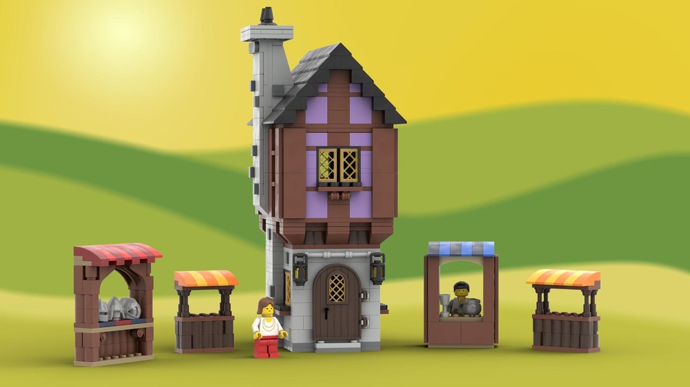 LEGO MOC Medieval Magenta Home and Merchant's Stalls by longjuansilver ...