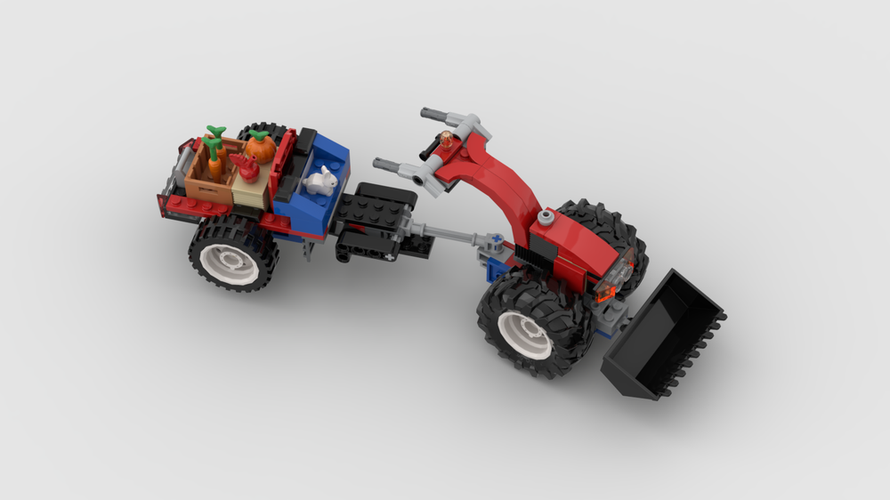LEGO MOC 60287 Single-Axle Walk-Behind Tractor with Trailer and Rotary ...