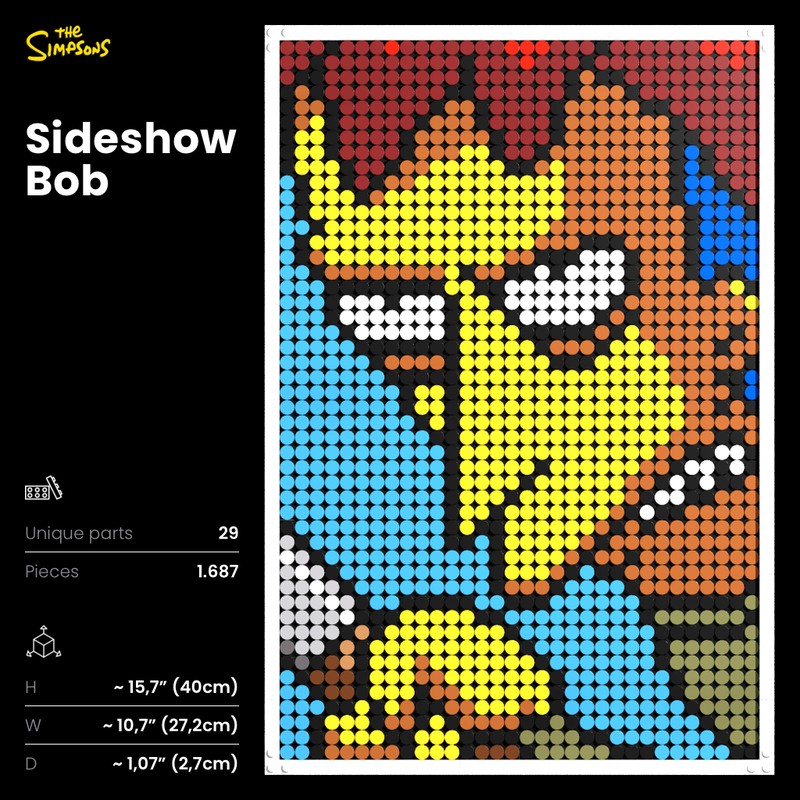 Lego Moc Lego Art The Simpsons Sideshow Bob By Mosaicgram Rebrickable Build With Lego