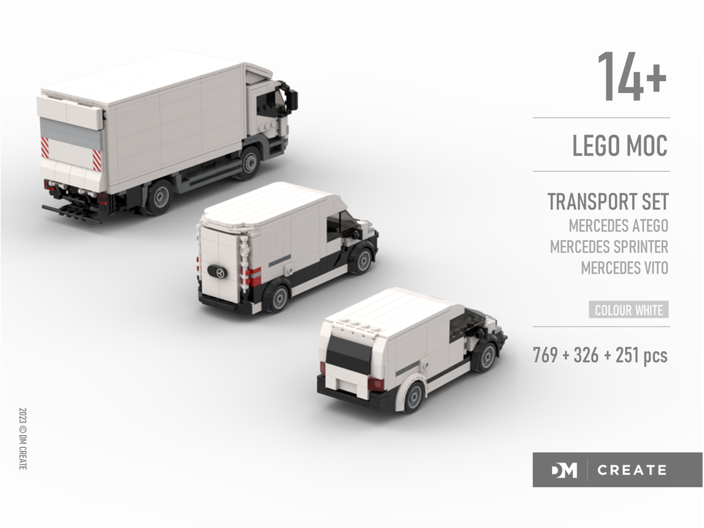 LEGO MOC Transport set - Mercedes-Benz (white) Atego + Sprinter + Vito ...