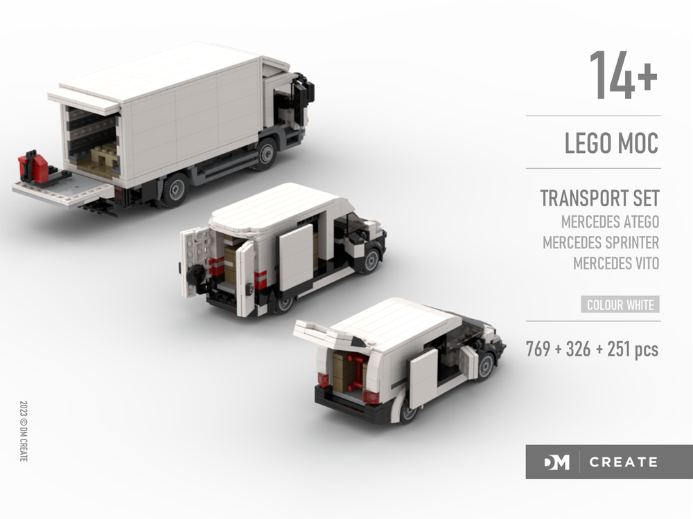 LEGO MOC Transport set - Mercedes-Benz (white) Atego + Sprinter + Vito ...
