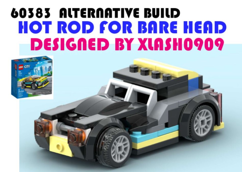LEGO MOC 60383 HOT ROD for BARE HEAD >_