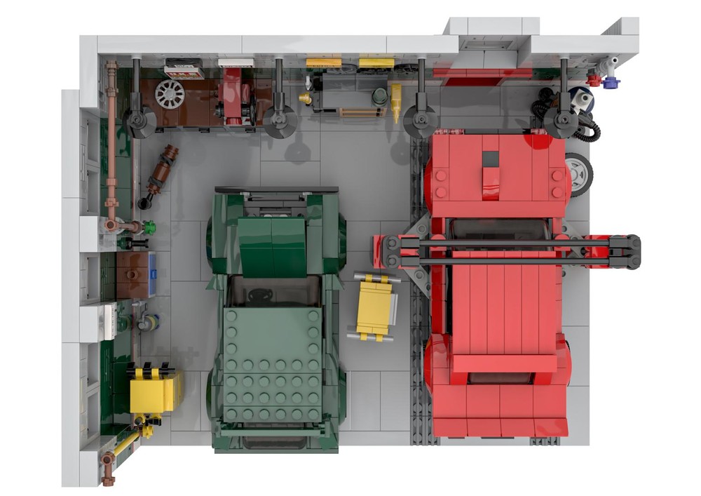 Lego Moc Speed Champion Car Workshop Inside By Uk Custombricks