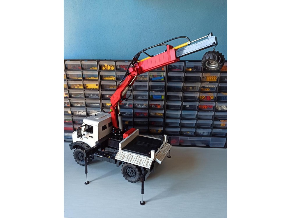 Lego Moc Pneumatic Knuckle Boom Crane Module For Unimog U5023 By Dltc