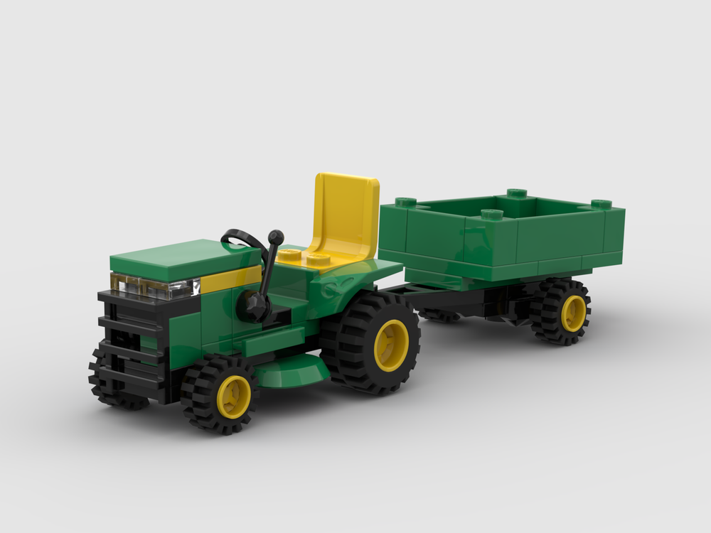 Lego Moc John Deere Lawn Tractor With Cart By Moyni Rebrickable