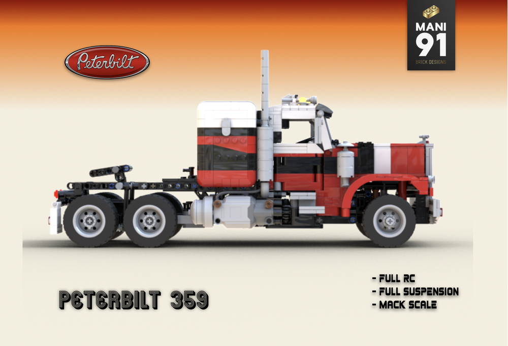 LEGO MOC Peterbilt 359 Semi Truck red-white by Mani91 | Rebrickable ...