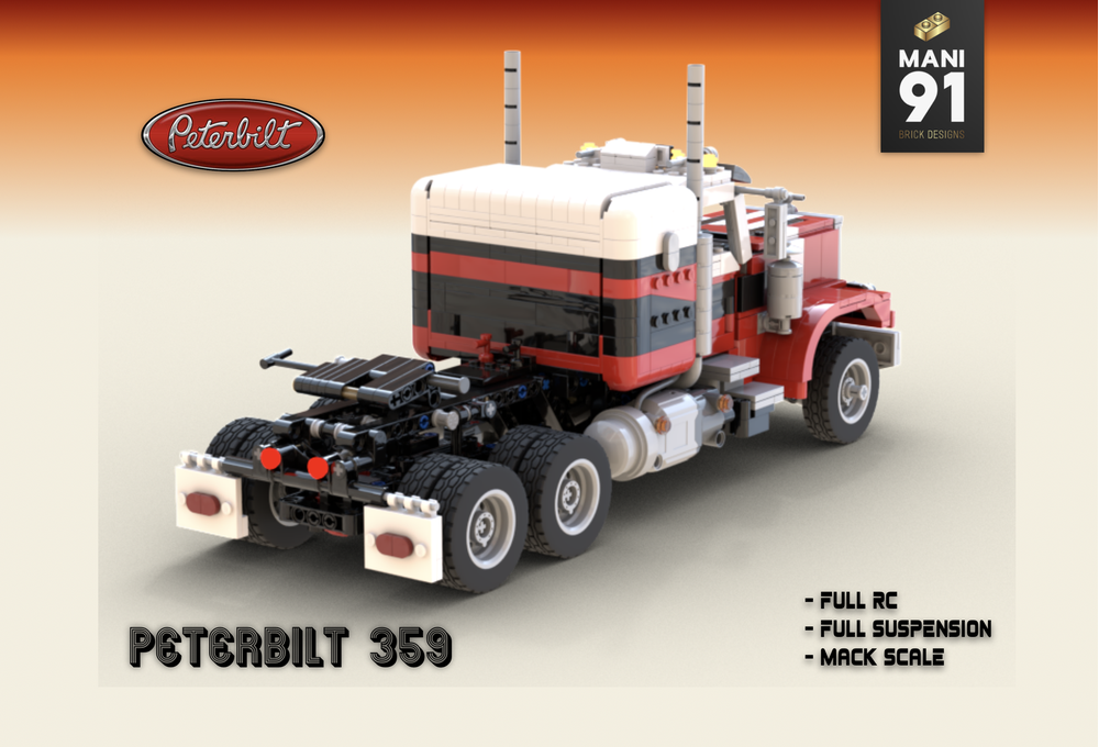 LEGO MOC Peterbilt 359 Semi Truck red-white by Mani91 | Rebrickable ...