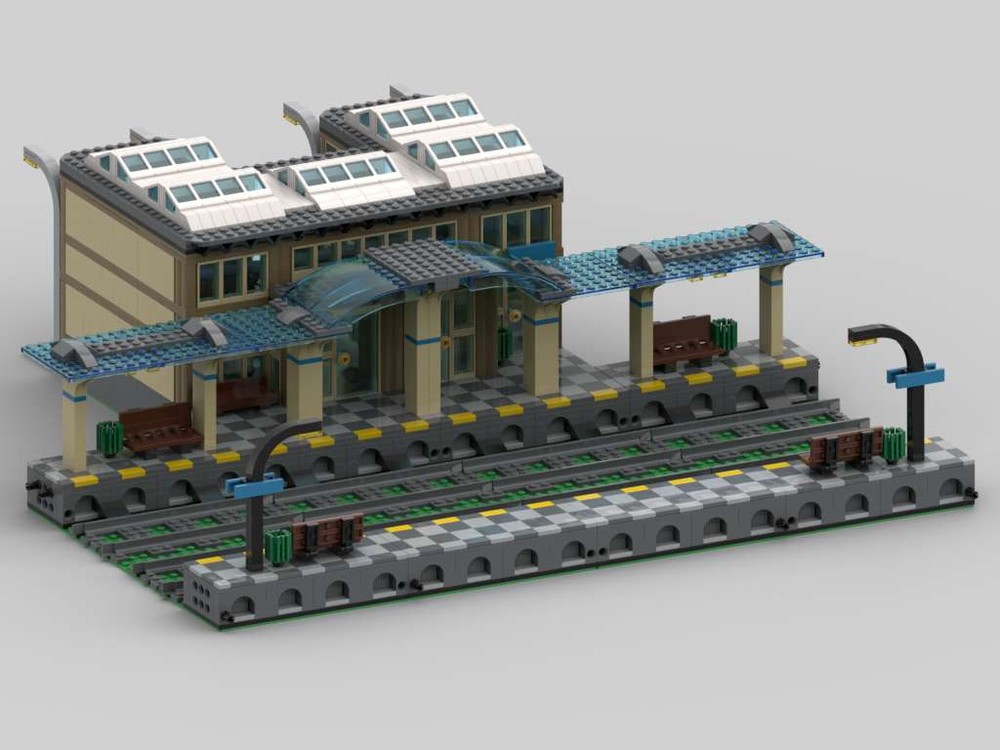 LEGO MOC Modular Train Station by LeFisch | Rebrickable - Build with LEGO