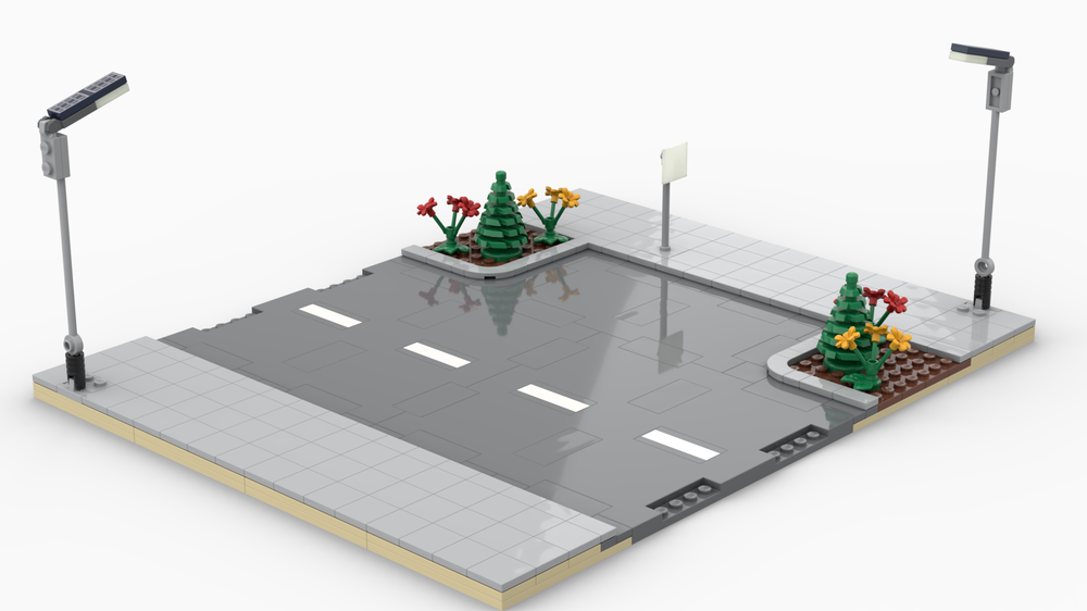 LEGO MOC straße mit parkplatz und gehweg / street with parking lot and ...