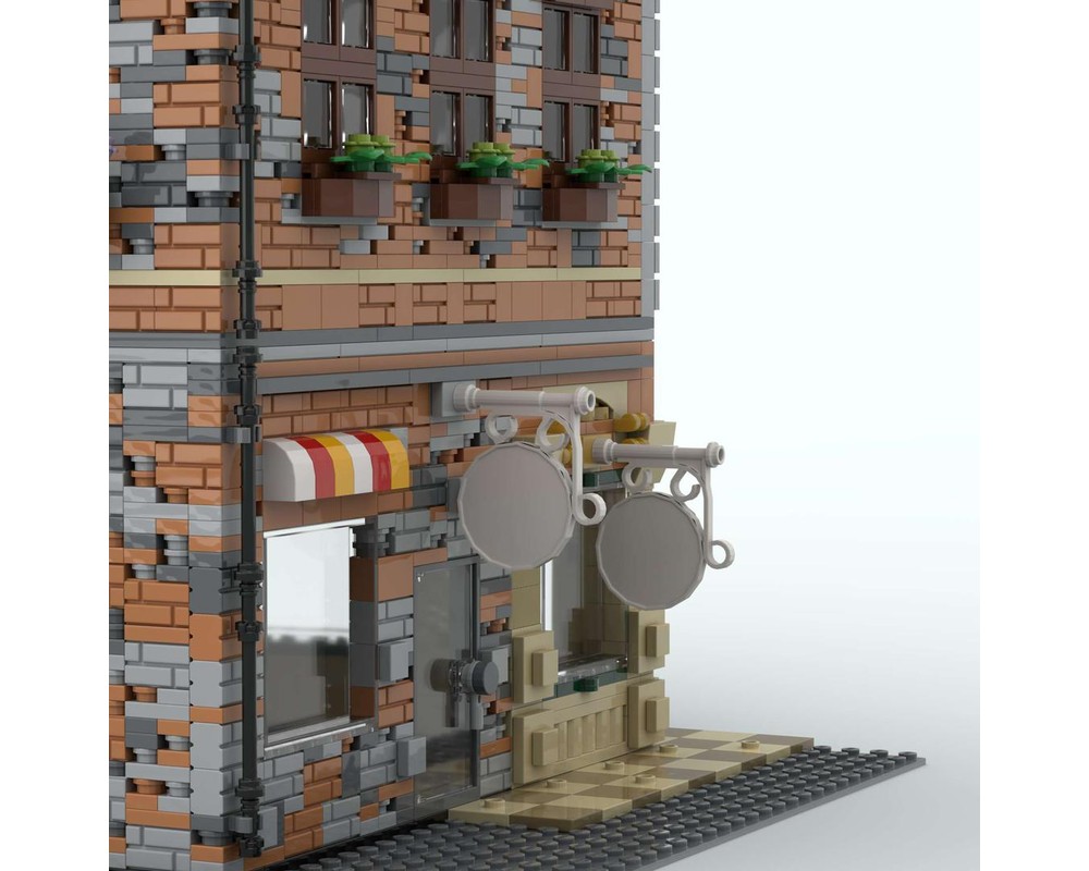 Lego Moc Corner Modular Building With Rooftop Restaurant By