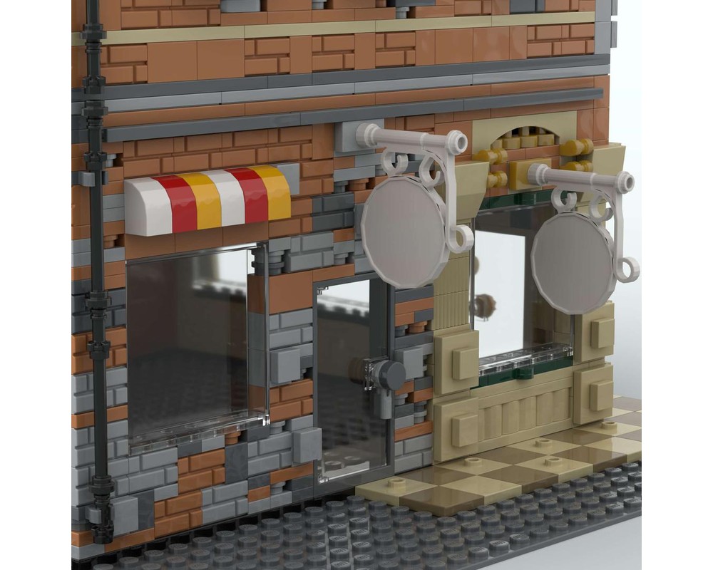 Lego Moc Corner Modular Building With Rooftop Restaurant By