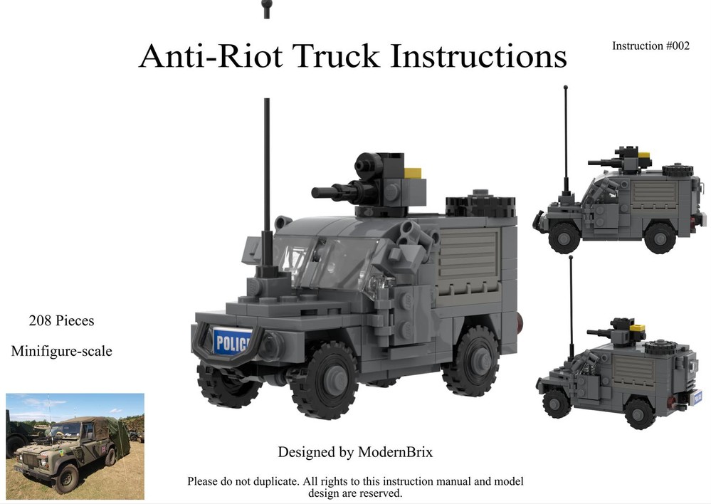 LEGO MOC Land Rover Anti-Riot Military Truck Instructions by ModernBrix ...