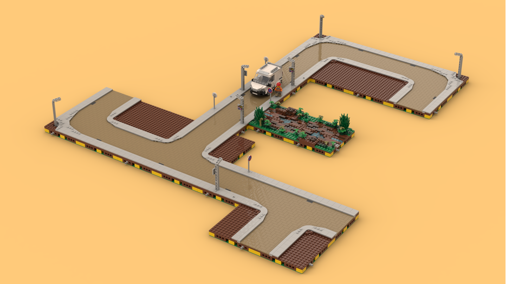 Lego Moc Dutch Road Bricks One Way Cross Intersection Mils 32x32 By