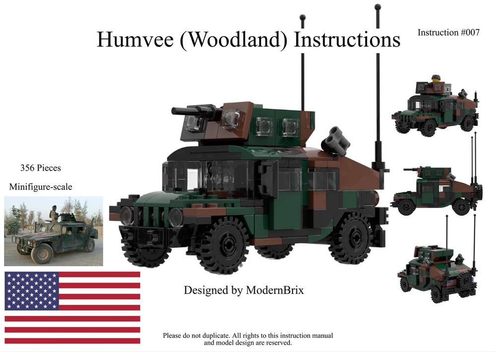 LEGO MOC Humvee Woodland Custom Military Building Instructions by ...