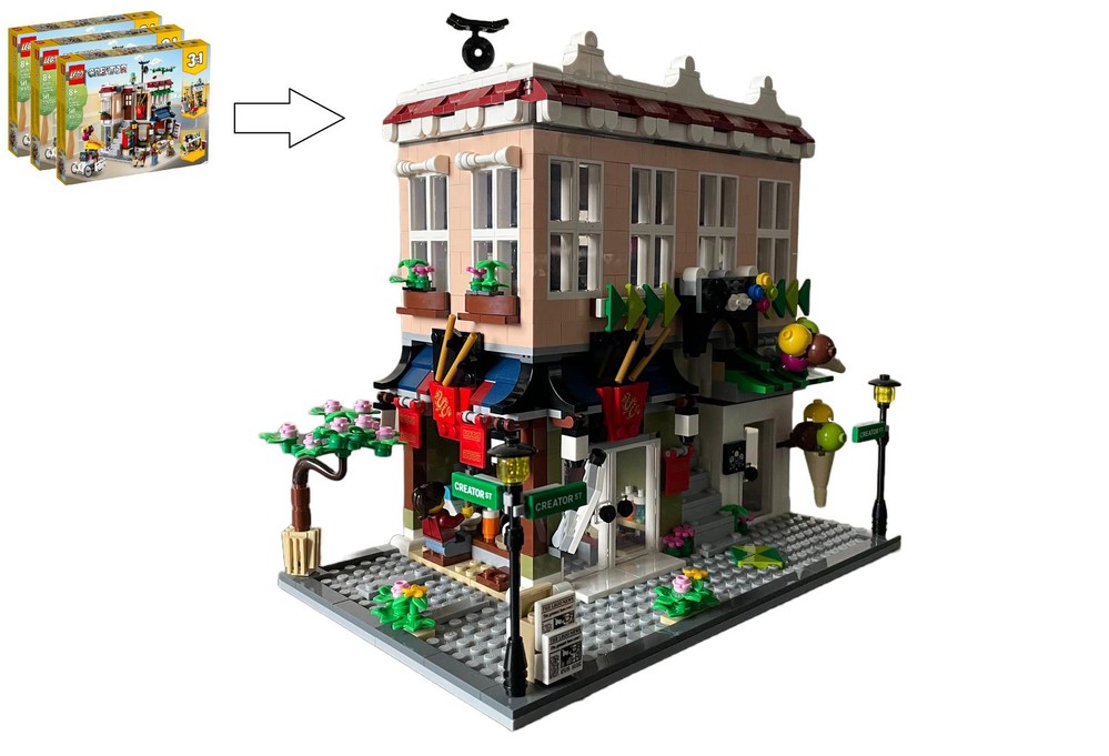 LEGO MOC Noodle Bar, Ice Cream Shop, & Arcade Modular Corner Alternate ...