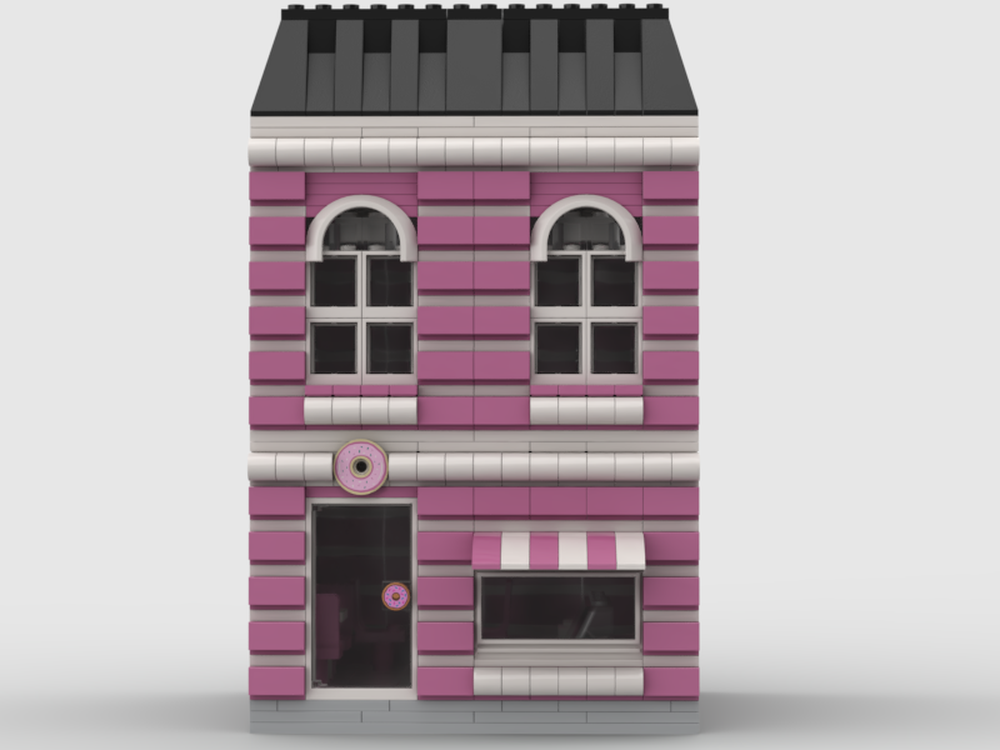 LEGO MOC Modular House with Donut Store - Dark Pink by steineonkel | Rebrickable - Build with LEGO