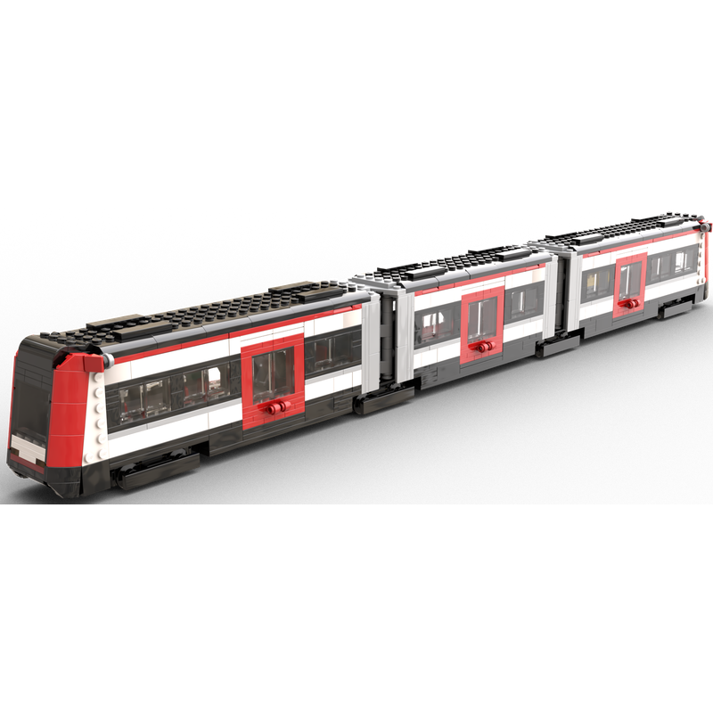 LEGO MOC Articulated Tram with Bellows (City, Red Livery Version) by ...