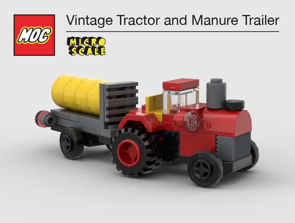 LEGO MOC Vintage Tractor and Manure Trailer by petryca | Rebrickable - Build with LEGO