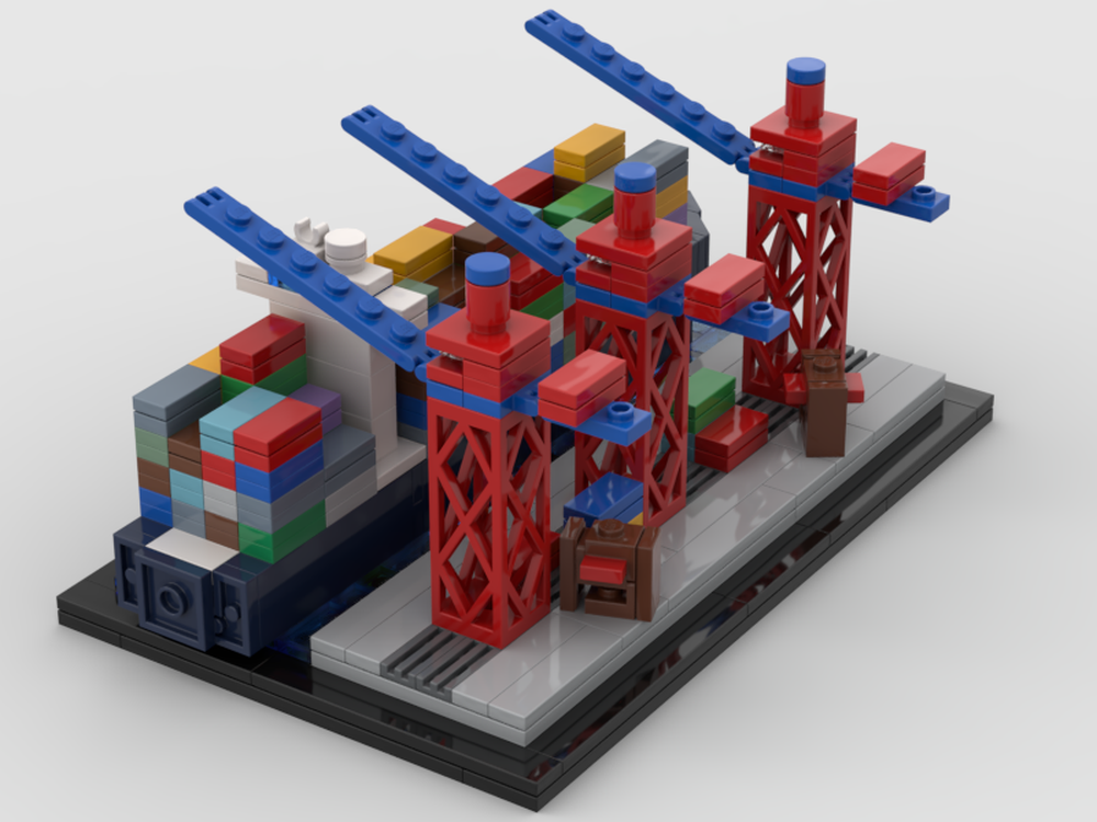 Lego Moc Containership And Terminal By Tobetop Rebrickable Build With