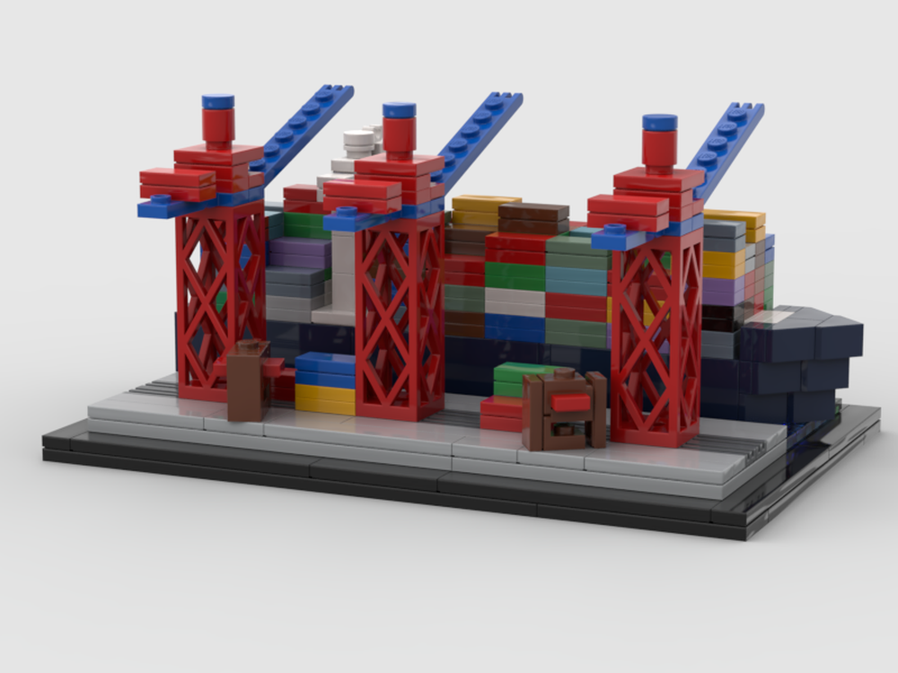 Lego Moc Containership And Terminal By Tobetop Rebrickable Build With