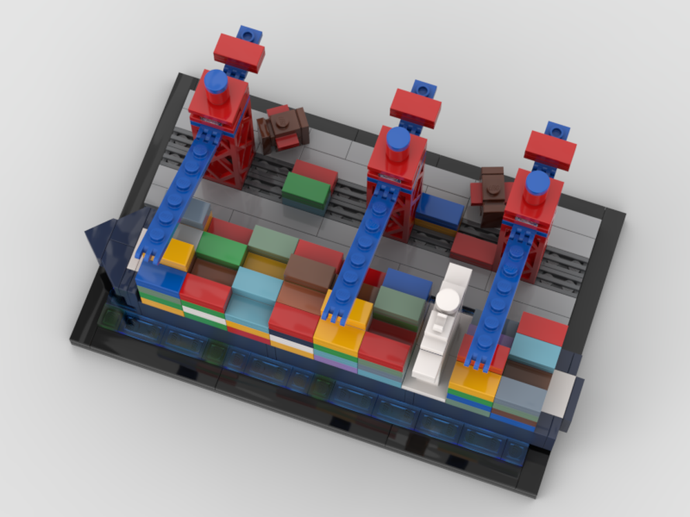 Lego Moc Containership And Terminal By Tobetop Rebrickable Build With