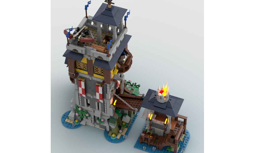 Lego Moc Medieval Lake Fortress By Mikaelholber Rebrickable Build