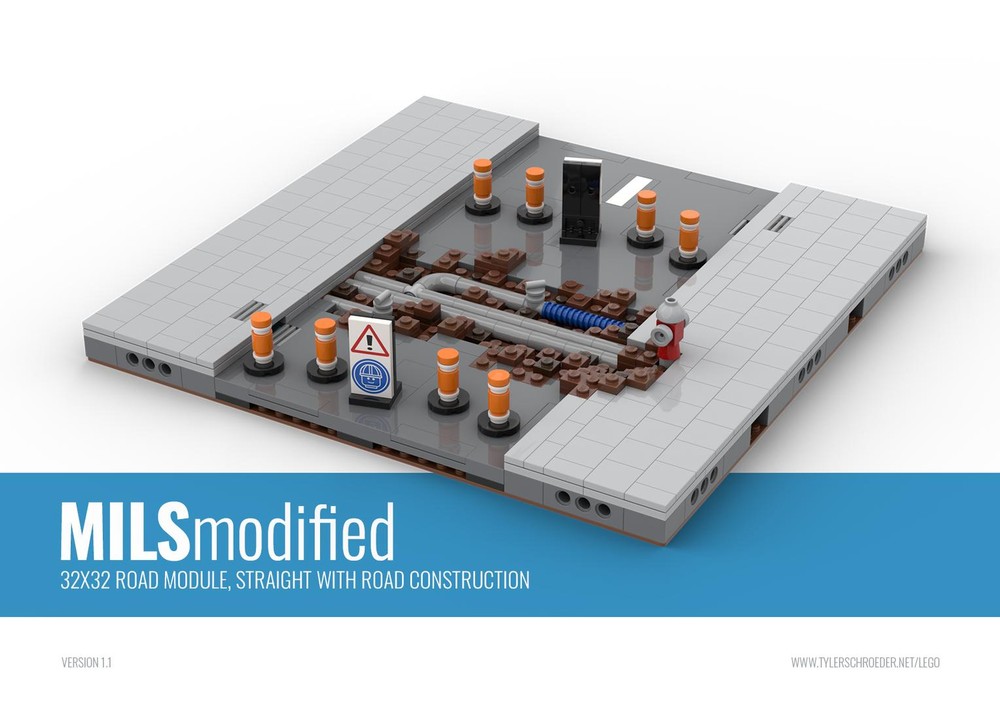 LEGO MOC MILS Modified 32x32 Road Module, Straight with Road ...