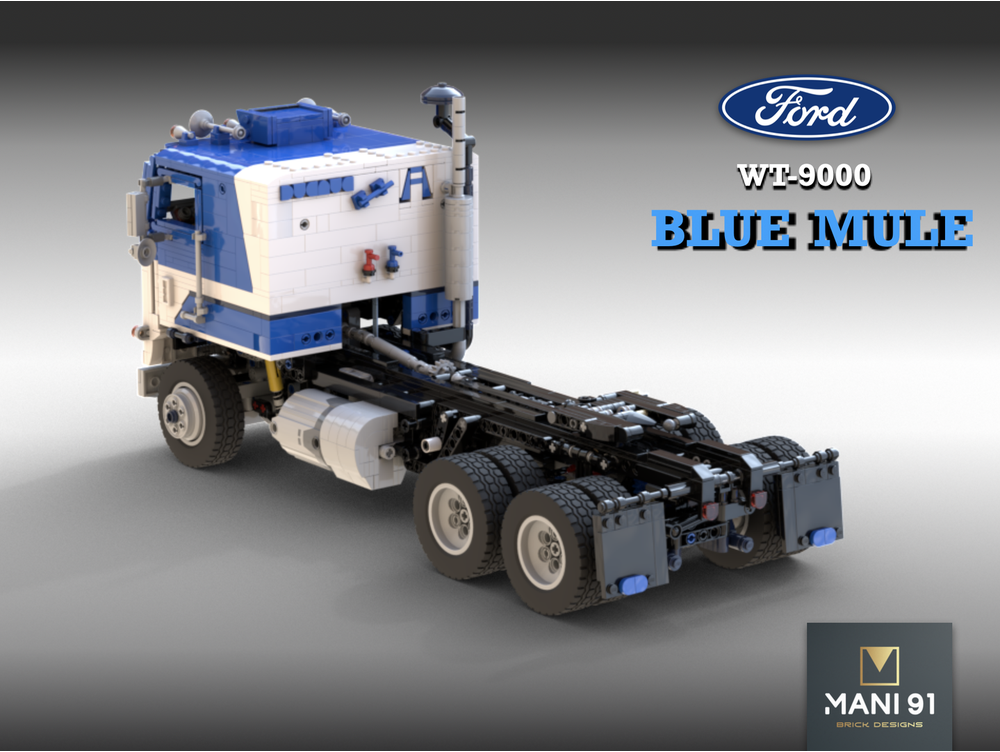 LEGO MOC FORD WT9000 1:17 Cabover Truck "Blue Mule" (White Line Fever ...