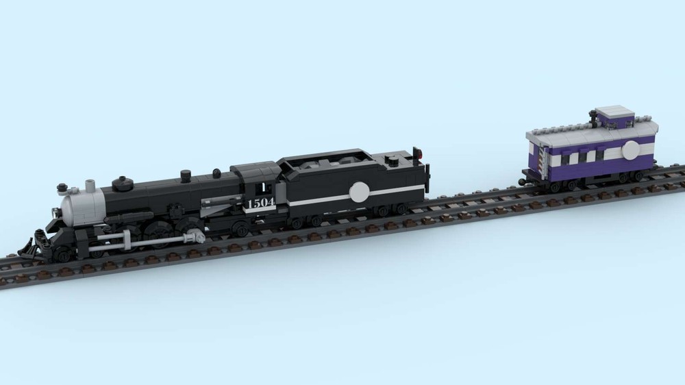 LEGO MOC ACL 1504 Steam Locomotive and Caboose in H0 scale for 4 stud ...