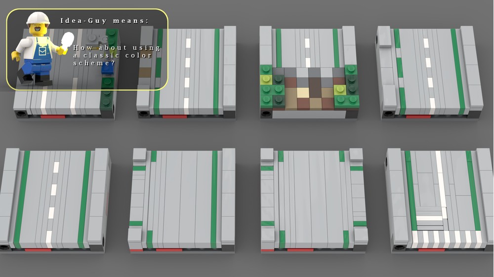 LEGO MOC Microscale Road Modules 8x8 by Glorfinkel | Rebrickable ...