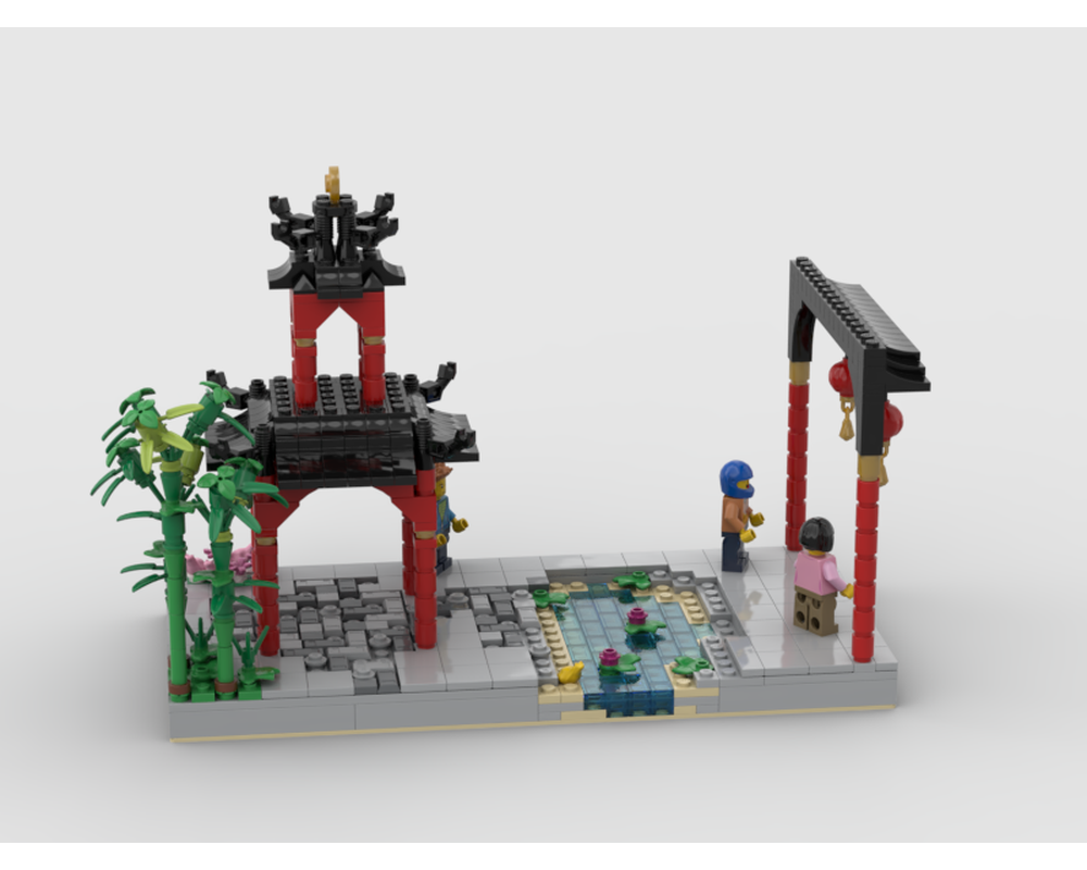 Lego Moc Chinese Park With Small Temple By Brickplanet Rebrickable