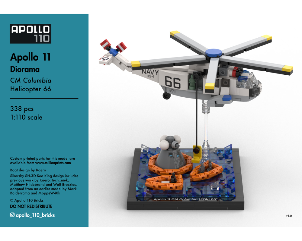 LEGO MOC Apollo 11 Recovery Diorama - CM 'Columbia' & Helicopter 66 [1: ...