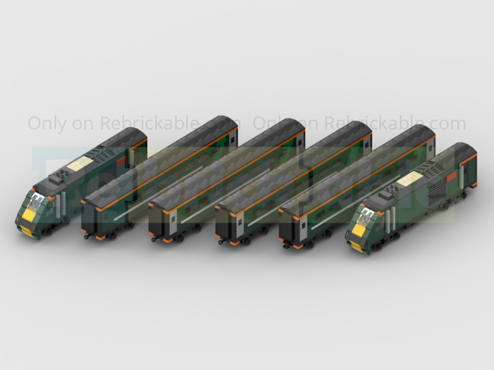 LEGO MOC 4-Wide GWR Castle HST Set - 2 Power Cars & 4 MK3 Carriages by ...